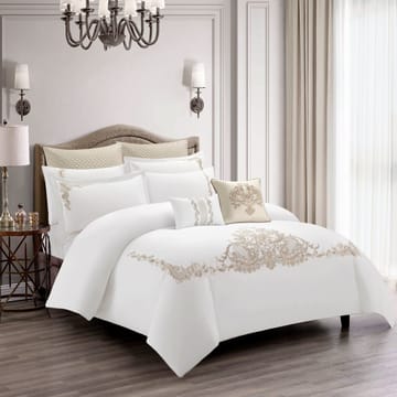 Get luxury white embroidered summer comforter set King size